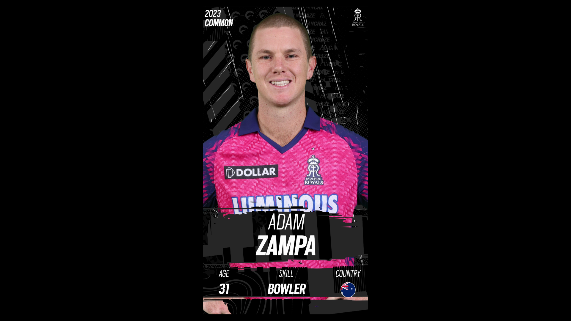 Adam Zampa Digital Player Card | RR - IPL 2023 | FanCraze