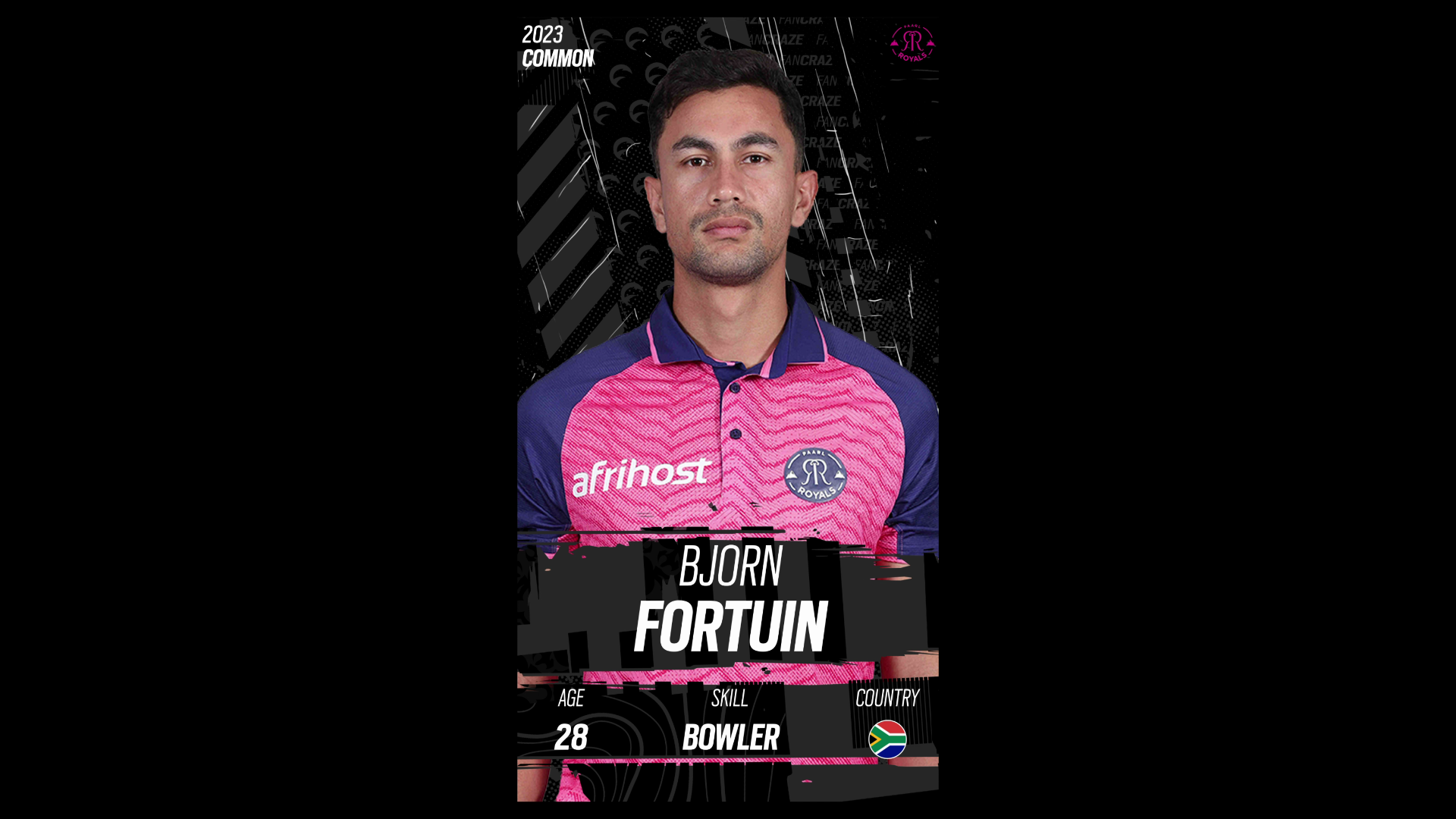 Bjorn Fortuin Digital Player Card |2023 SA20 League | FanCraze