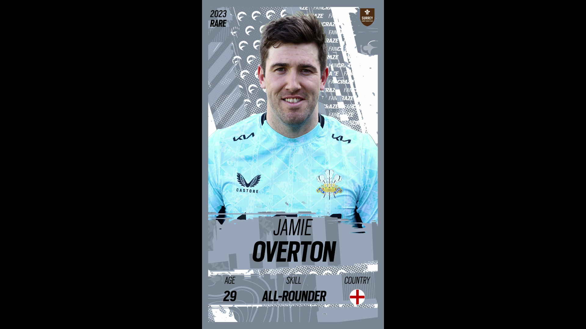 Jamie Overton Digital Player Card I 2023 County Championship | FanCraze
