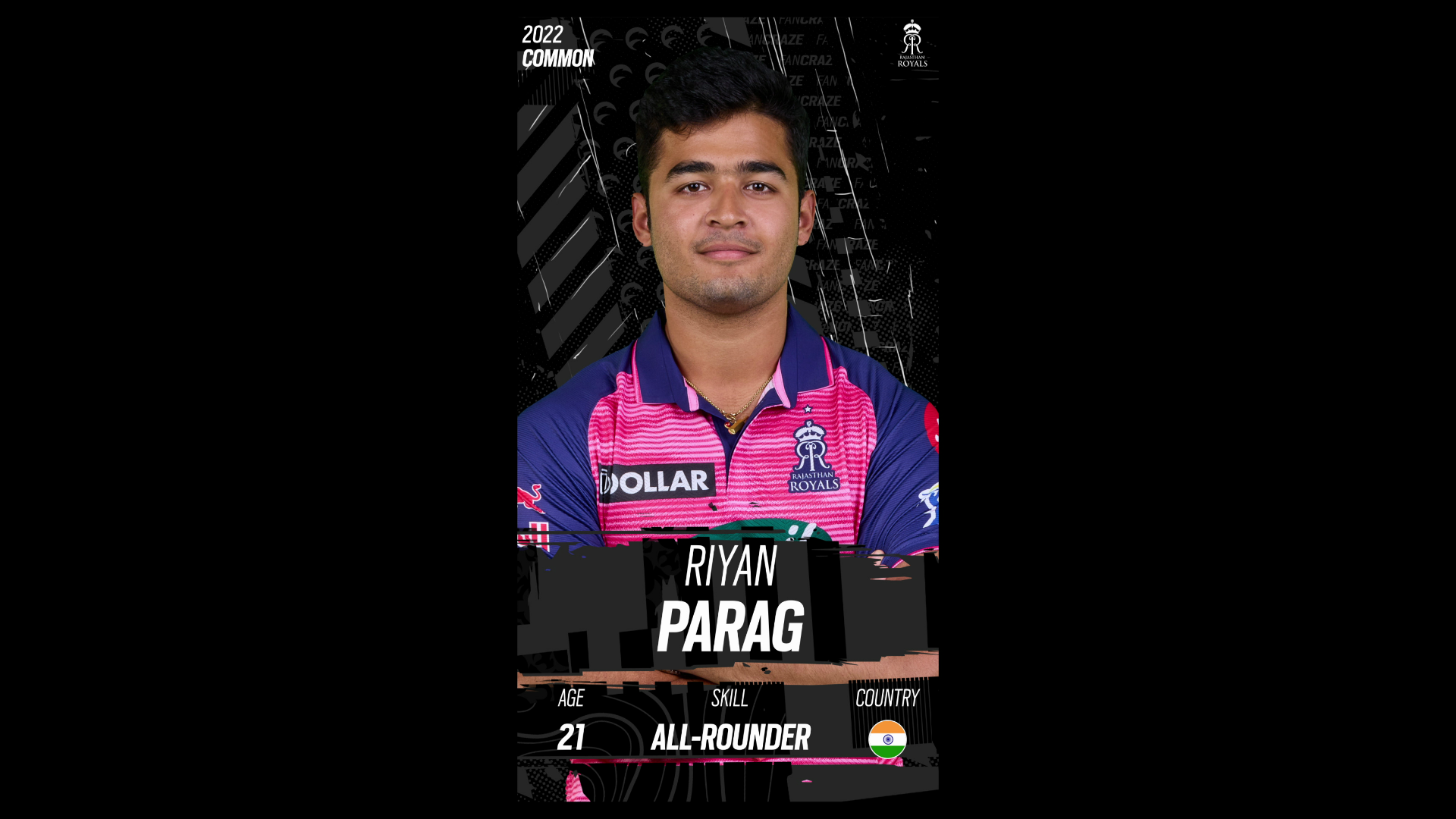 Riyan Parag Digital Player Card | RR - IPL 2022 | FanCraze