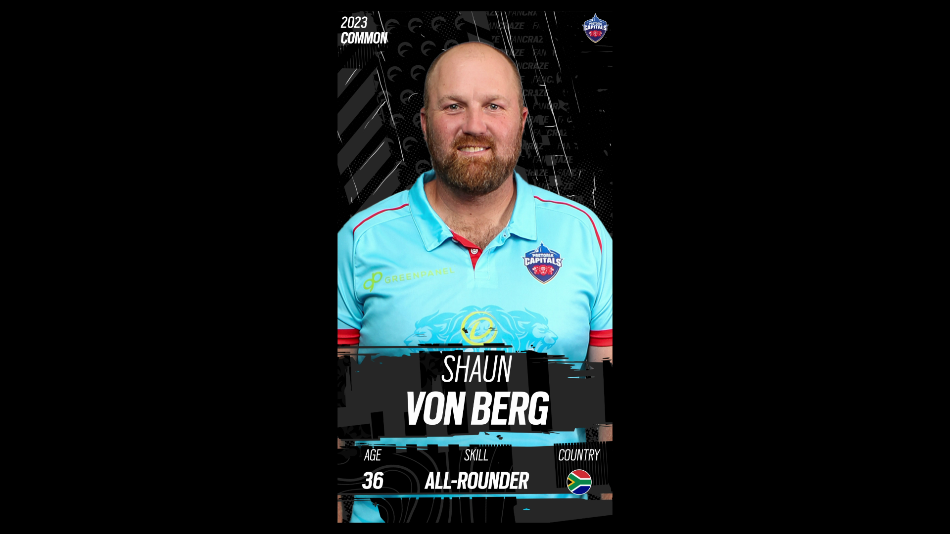 Shaun Von Berg Digital Player Card |2023 SA20 League | FanCraze