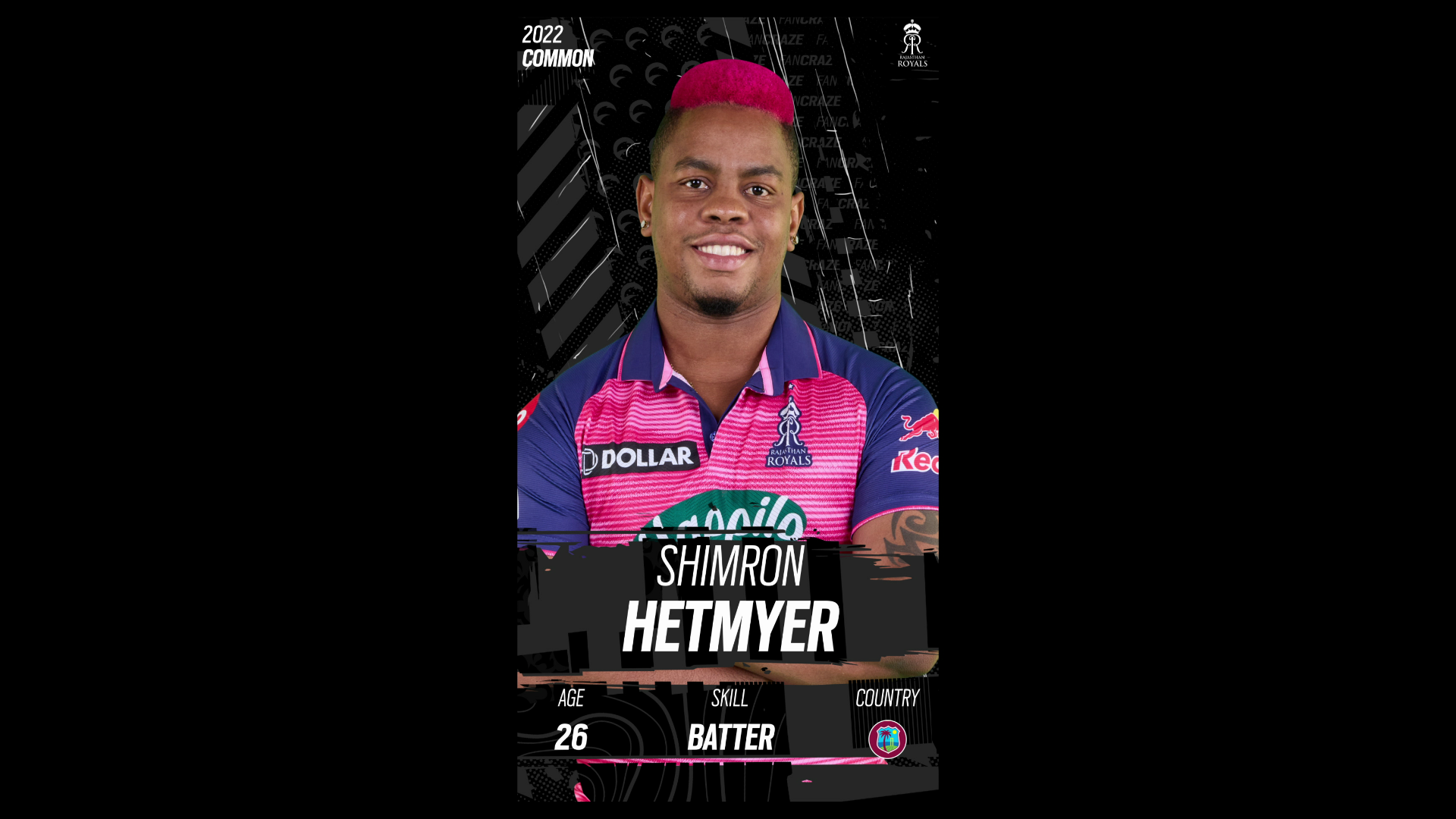 Shimron Hetmyer Digital Player Card | RR - IPL 2022 | FanCraze